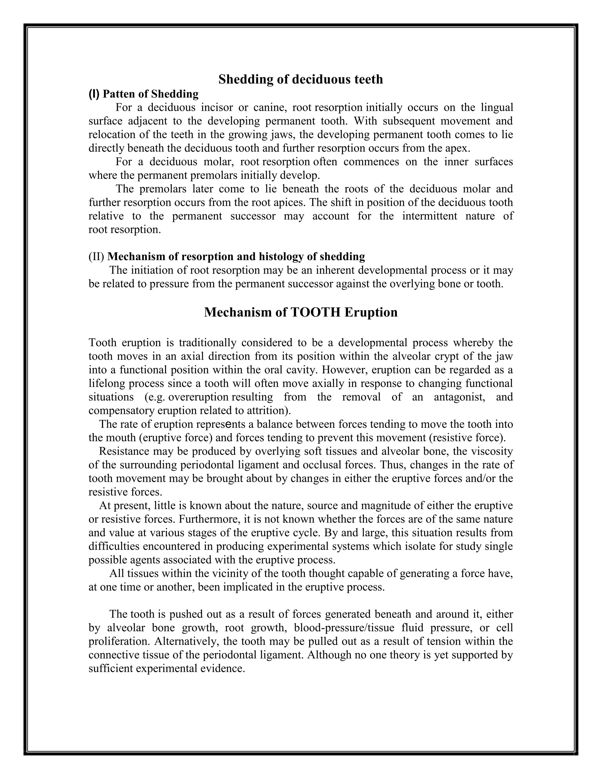 Eruption & Shedding of Deciduous TEETH | PDF