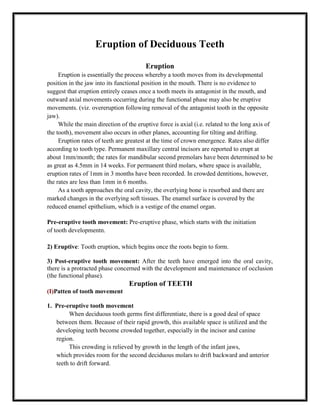 Eruption & Shedding of Deciduous TEETH | PDF