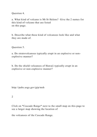 Eruptions of Mount St. Helens Past, Present, and Future .docx ...