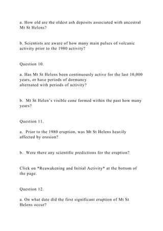 Eruptions of Mount St. Helens Past, Present, and Future .docx