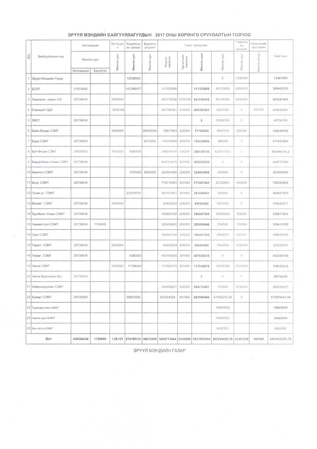 Eruul mendiin baiguullaguudiin hurungu oruulalt 2017 | PDF