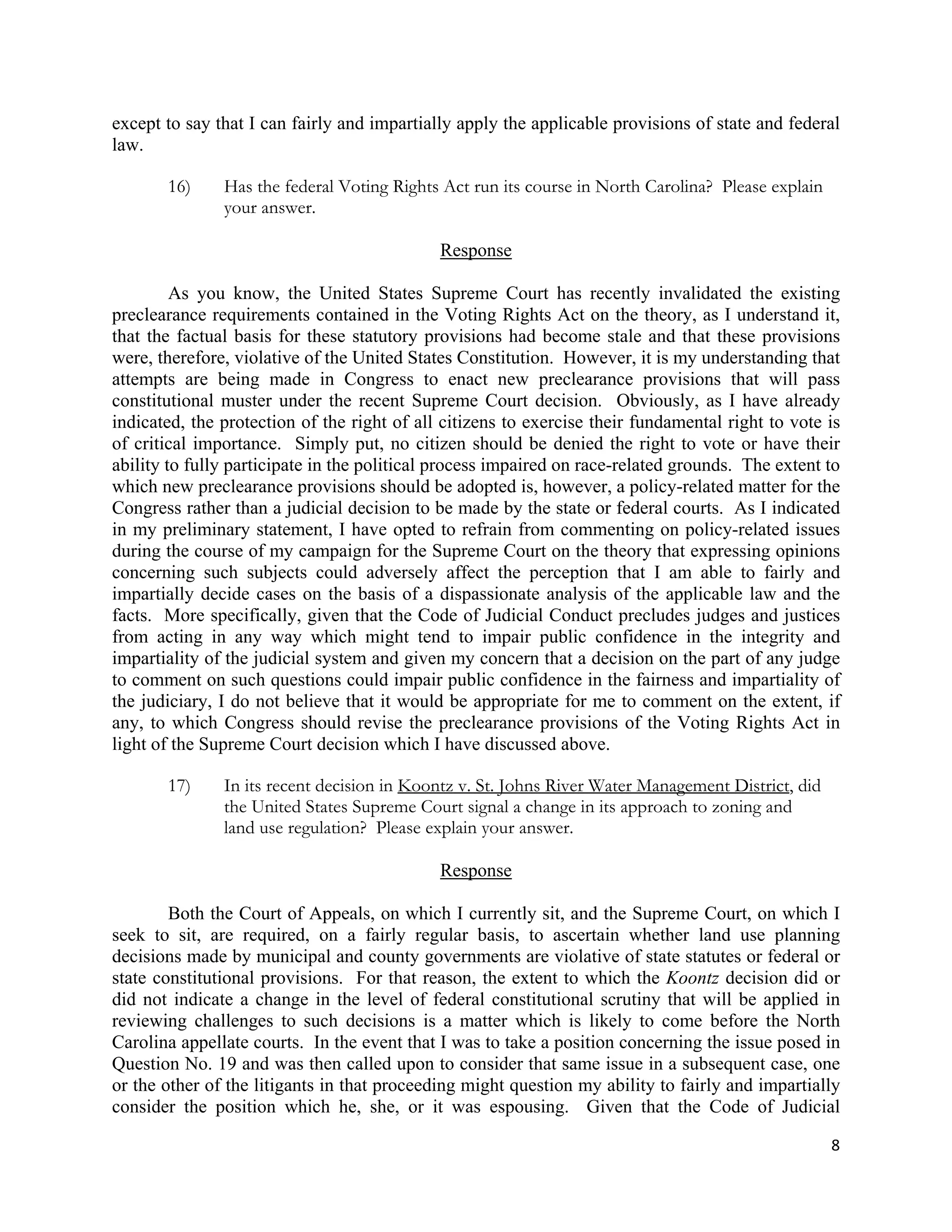 Samuel J Ervin 2014 PA-PAC Questionnaire | PDF