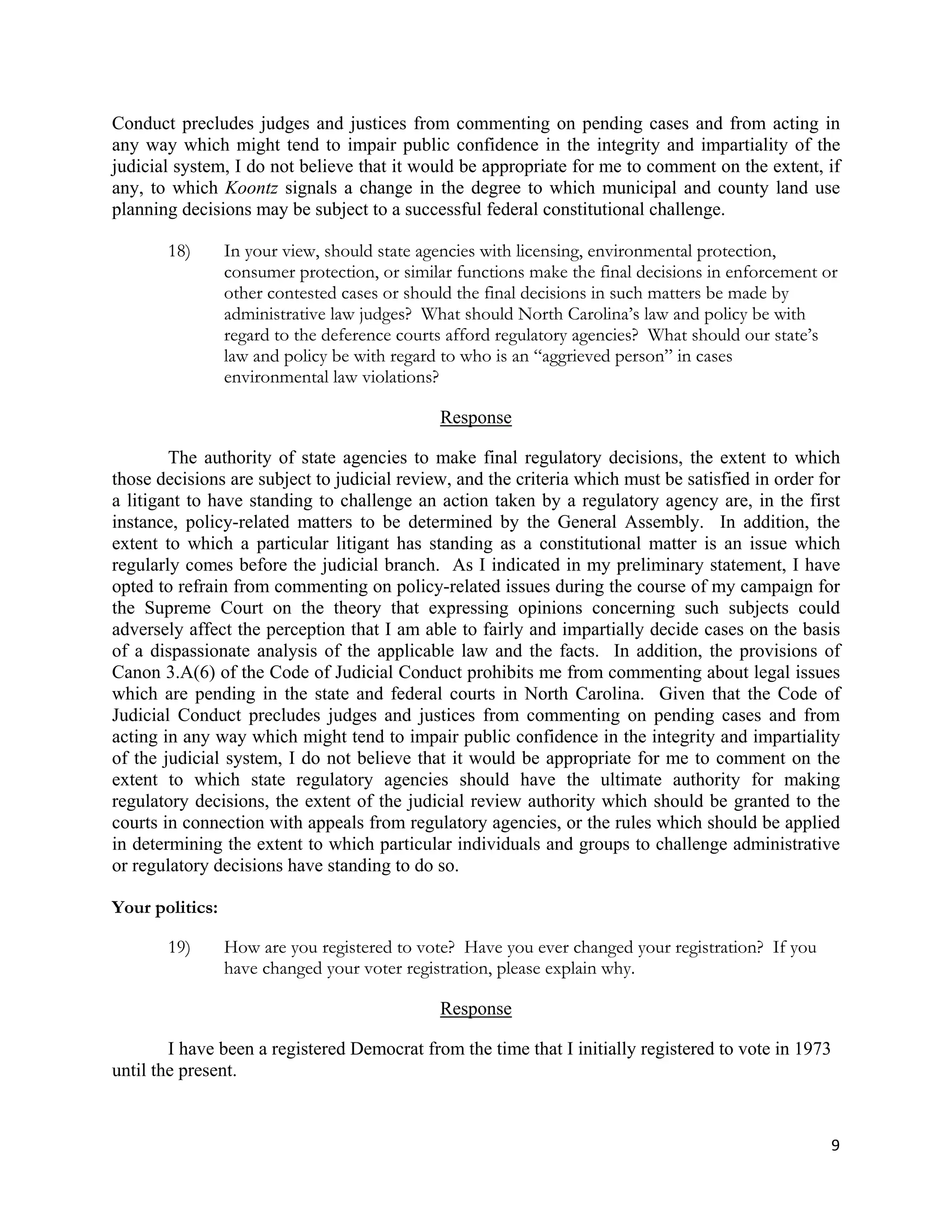 Samuel J Ervin 2014 PA-PAC Questionnaire | PDF