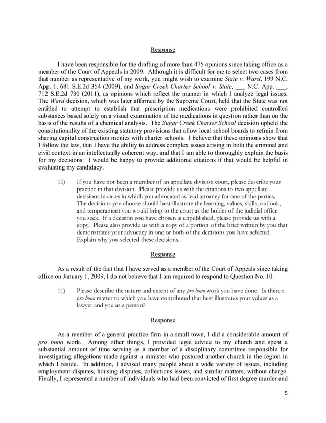 Samuel J Ervin 2014 PA-PAC Questionnaire | PDF