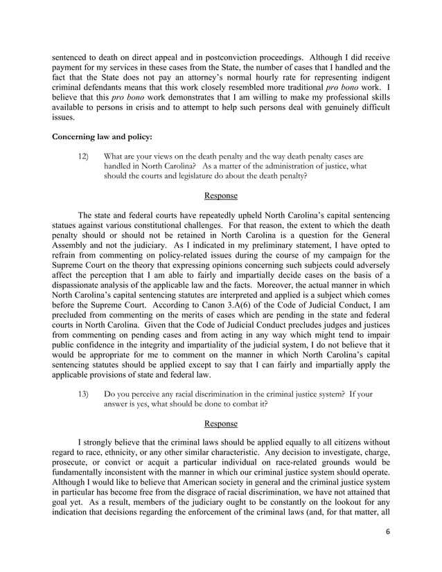 Samuel J Ervin 2014 PA-PAC Questionnaire | PDF