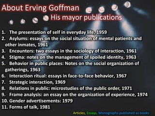 Erving Goffman - Dramaturgical Approach Presentation | PPTX