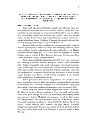 Rancang Bangun Alat Pengering Brem Madiun | PDF