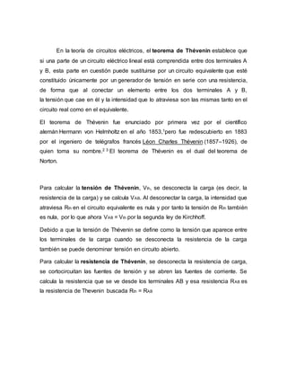 Erwin rincon teoremas de circuitos electricos | PDF