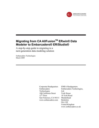 Migrating from CA AllFusionTM ERwin® Data Modeler to ER/Studio® | PDF