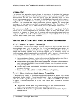 Migrating from CA AllFusionTM ERwin® Data Modeler to ER/Studio® | PDF