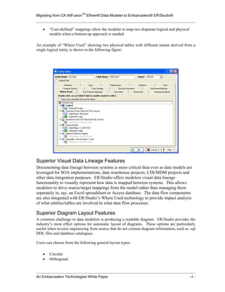 Migrating from CA AllFusionTM ERwin® Data Modeler to ER/Studio® | PDF