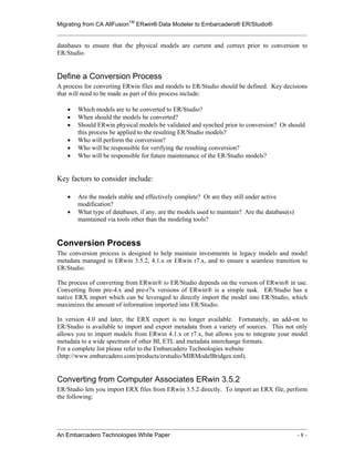 Migrating from CA AllFusionTM ERwin® Data Modeler to ER/Studio® | PDF