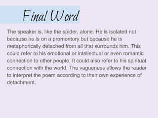 A Noiseless Patient Spider by Walt Whitman | PPT