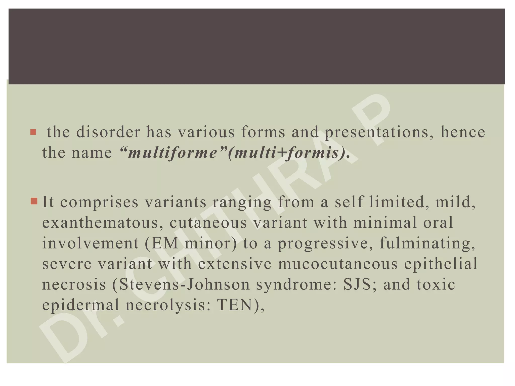 Erythema multiforme Dr Chithra P | PPT