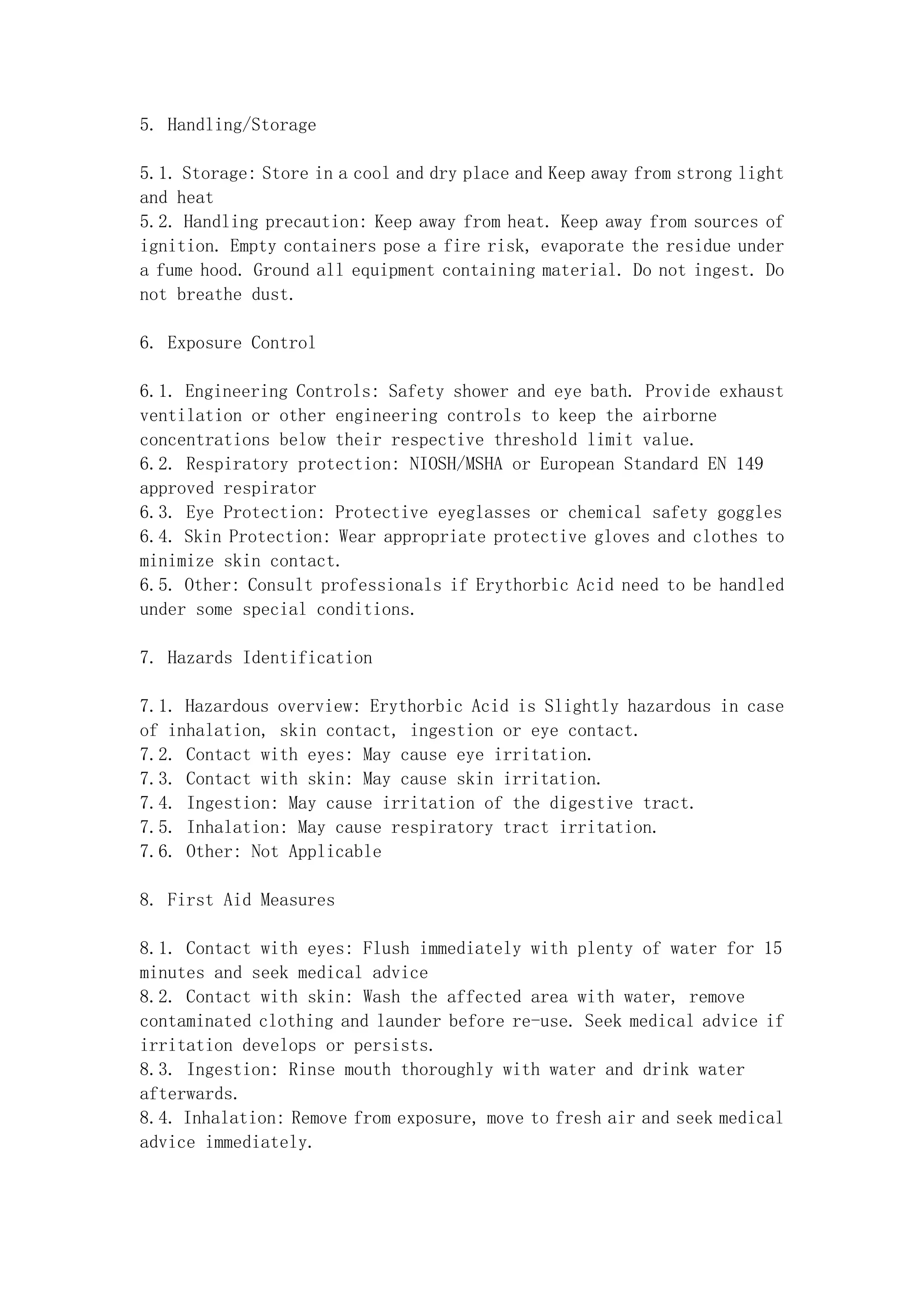 Erythorbic acid msds | PDF