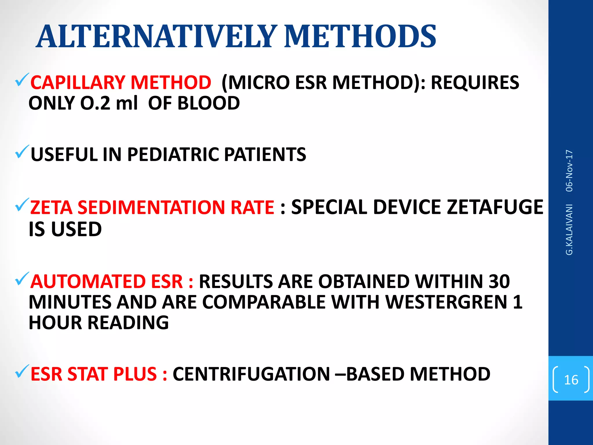 Erythrocyte sedimentation rate | PPTX
