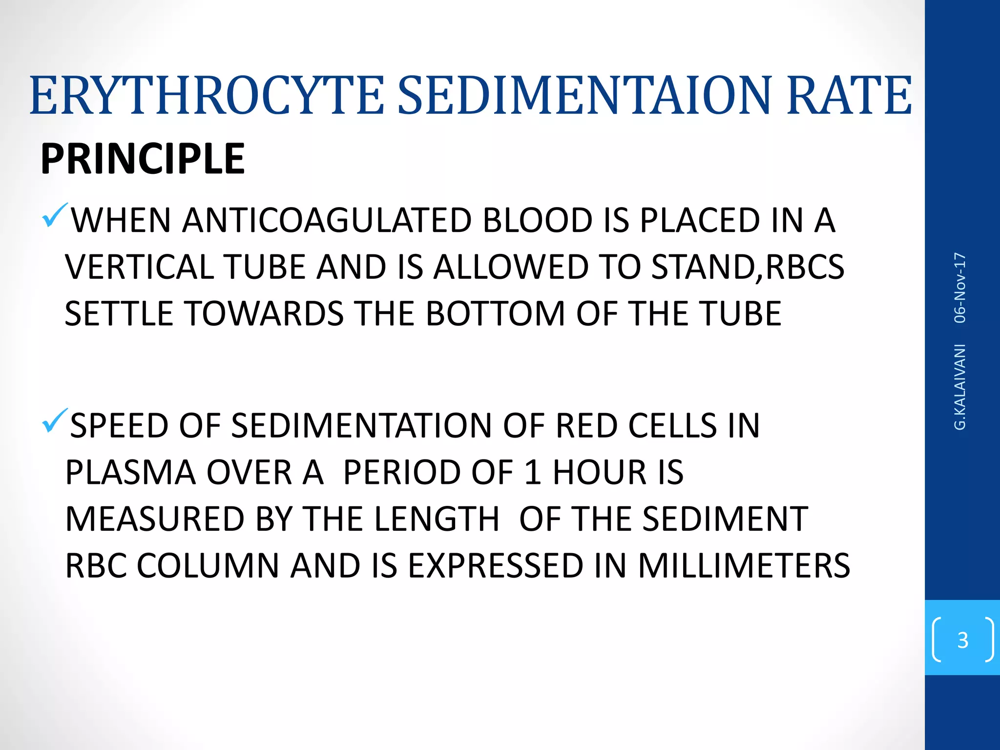 Erythrocyte sedimentation rate | PPTX