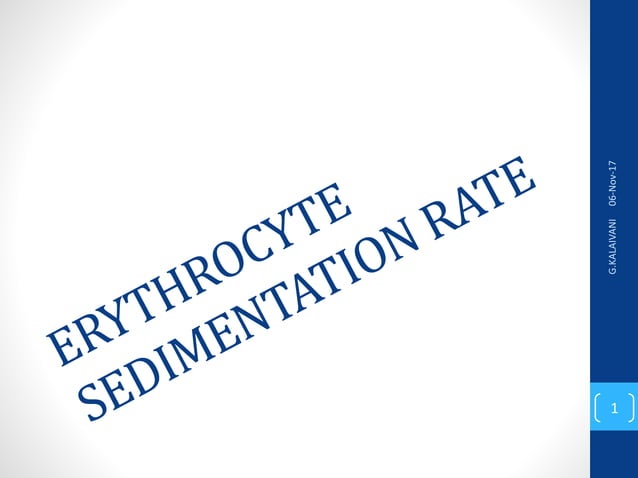 Erythrocyte sedimentation rate | PPT