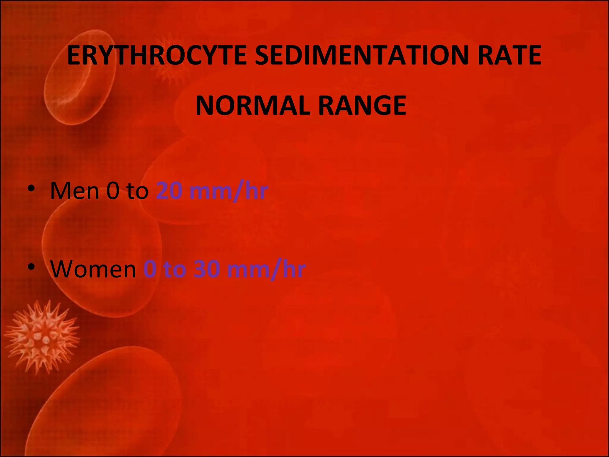 Erythrocyte sedimentation rate (esr) | PPT