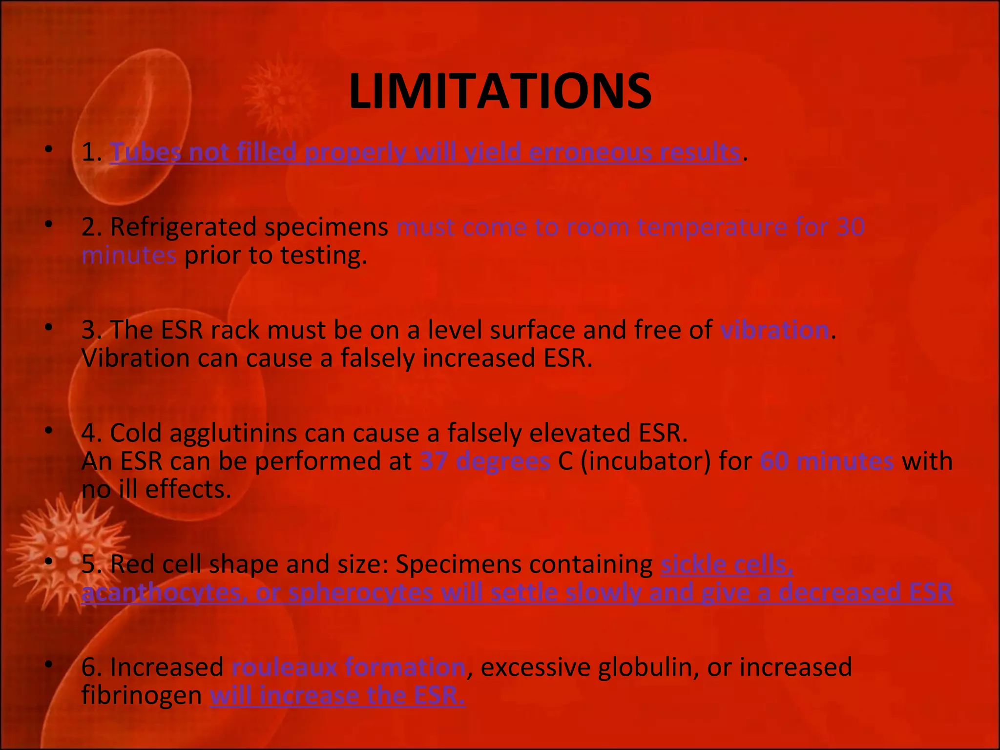 Erythrocyte sedimentation rate (esr) | PPT