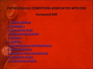 Erythrocyte sedimentation rate (esr) | PPT