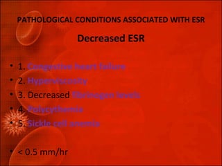 Erythrocyte sedimentation rate (esr) | PPT