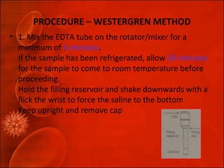 Erythrocyte sedimentation rate (esr) | PPT