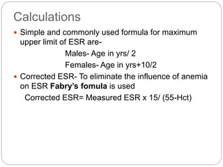 Erythrocyte sedimentation rate (ESR).pptx