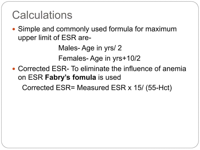 Erythrocyte sedimentation rate (ESR).pptx | Blood Disorders | Diseases and Conditions