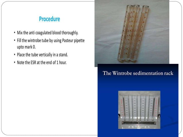 Erythrocyte sedimentation rate (ESR).pptx | Blood Disorders | Diseases ...