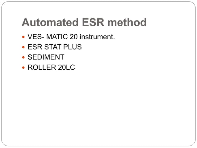 Erythrocyte sedimentation rate (ESR).pptx | Blood Disorders | Diseases ...