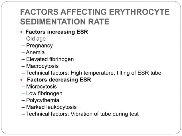 Erythrocyte sedimentation rate (ESR).pptx | Blood Disorders | Diseases ...