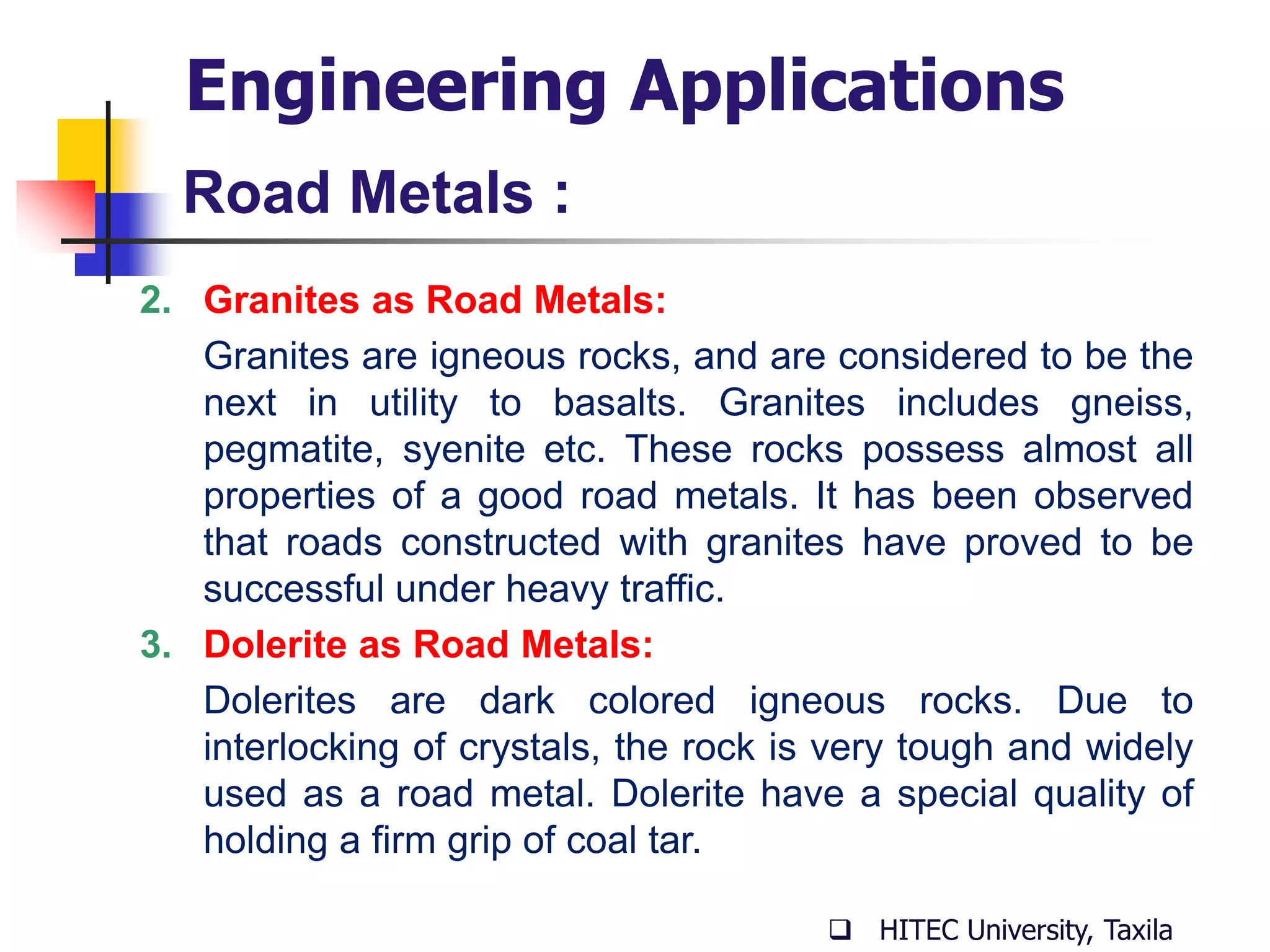 Road Metals, Building Stones and Importance of Geology | PDF