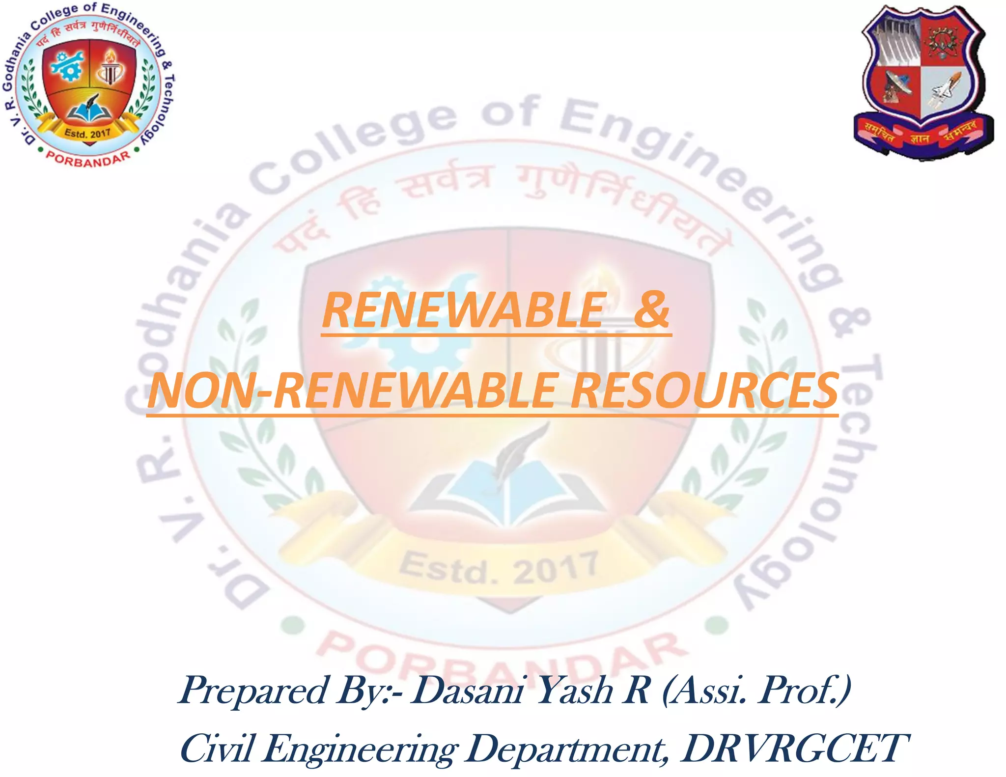 Es. ch.3 RENEWABLE & NON‐RENEWABLE RESOURCES | PPT