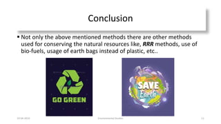 Role of an Individual in Natural Resource Conservation. | PPTX