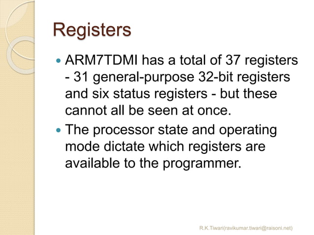 ARM- Programmer's Model | PPTX | Operating Systems | Computer Software and Applications