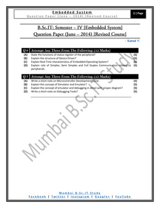 [Question Paper] Embedded System (Revised Course) [June / 2014] | PDF