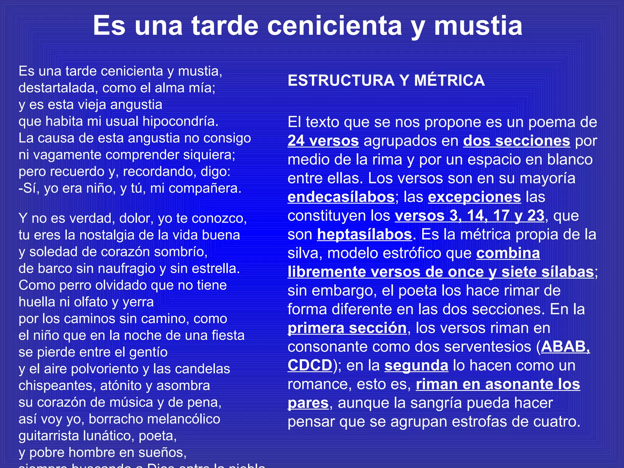 Era una tarde cenicienta y mustia | PPT | Descarga Gratuita