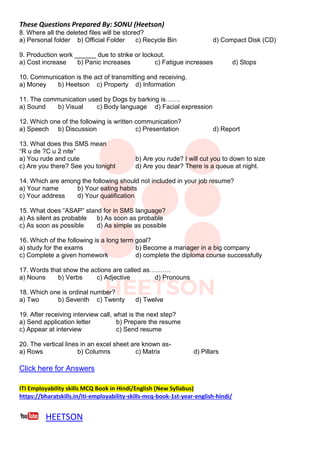 ITI Employability Skills Questions and Answers | PDF