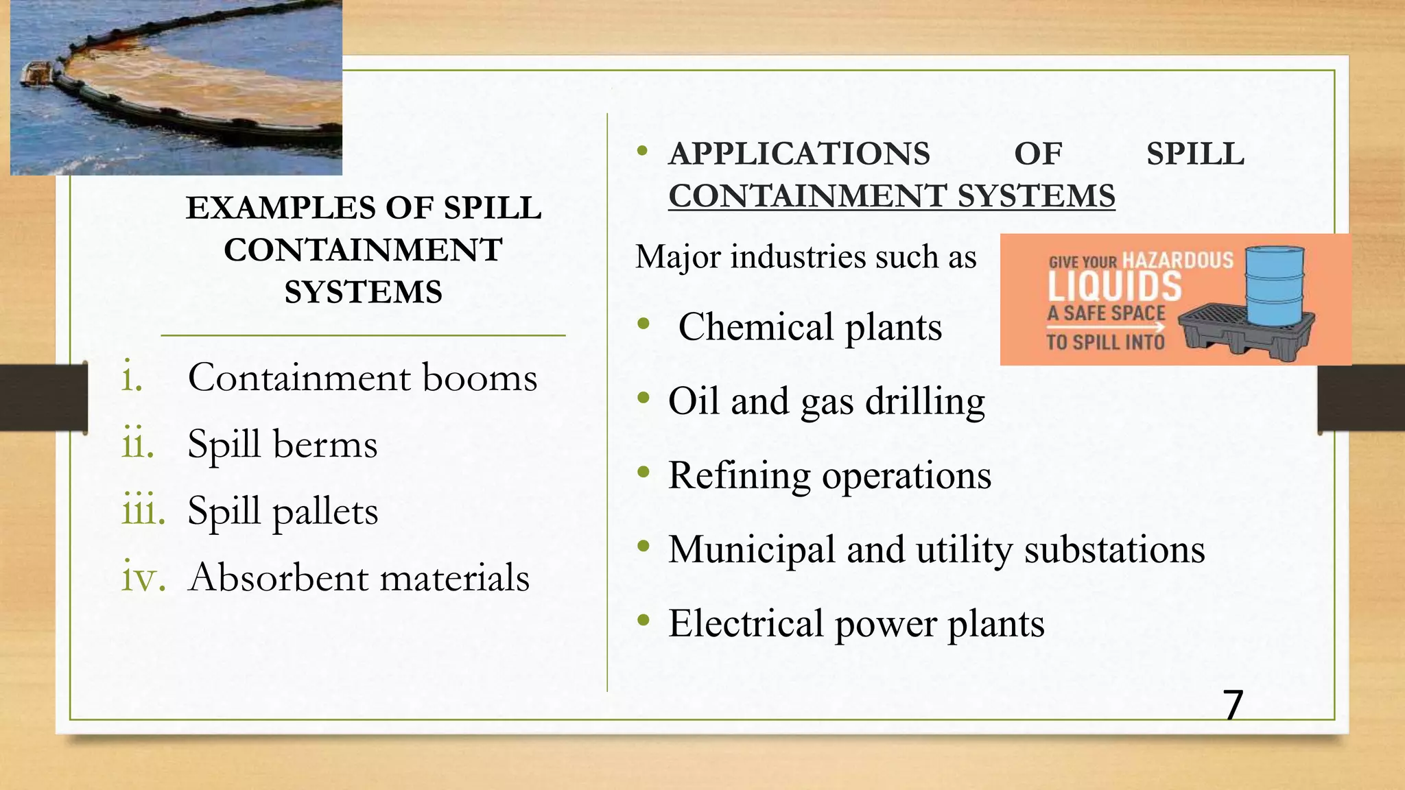 Fluid dynamics of spill containment systems | PPTX