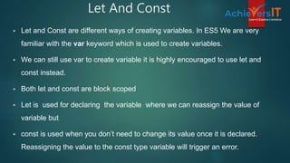 React Js Training In Bangalore | ES6 Concepts in Depth | PPT