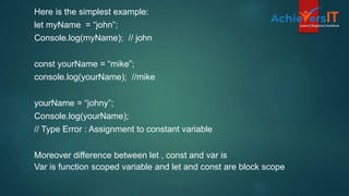 React Js Training In Bangalore | ES6 Concepts in Depth | PPT | Free Download