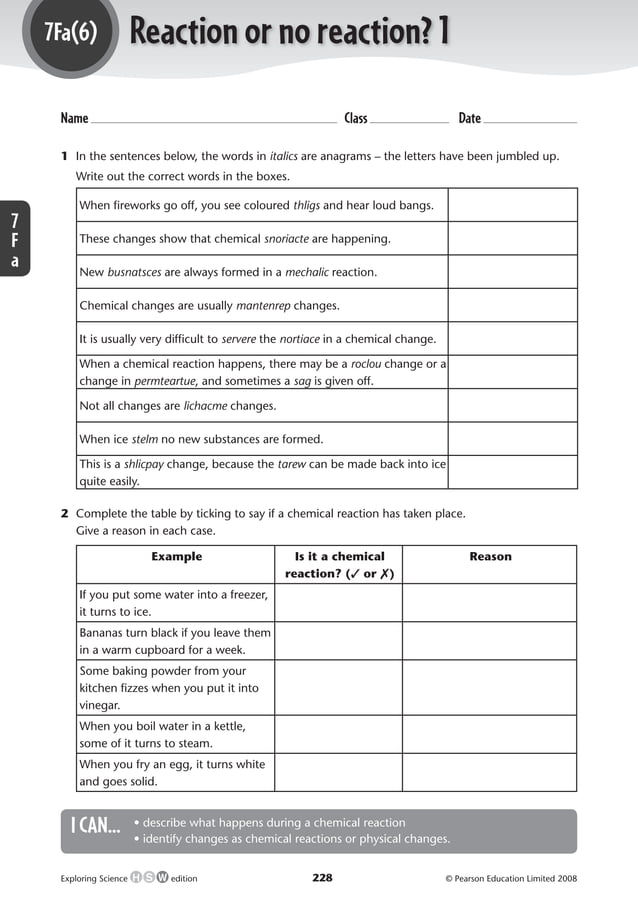 Physical and Chemical Reactions Task 1 | PDF