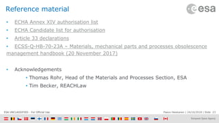 Impact of REACH regulation on European space industry | PDF