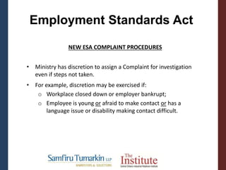 Employment Standards Act - 2011 Update | PPT