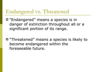 Introduction to the Endangered Species Act | PPT
