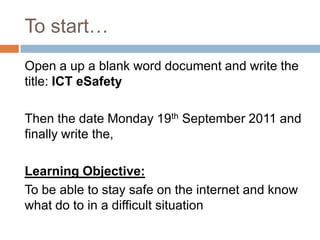 eSafety ICT Lesson | PPTX | Internet Safety | Parenting