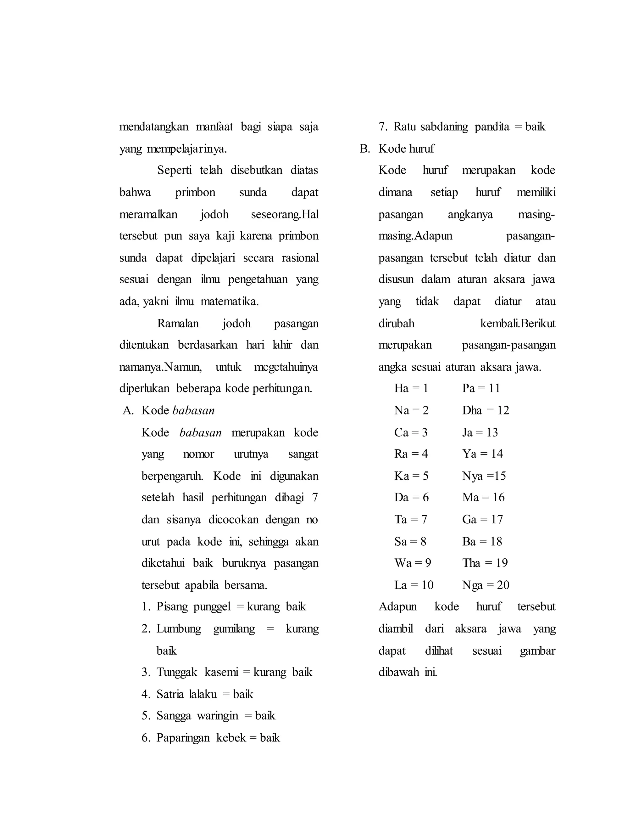 sistem bilangan jodoh ala primbon sunda | DOCX