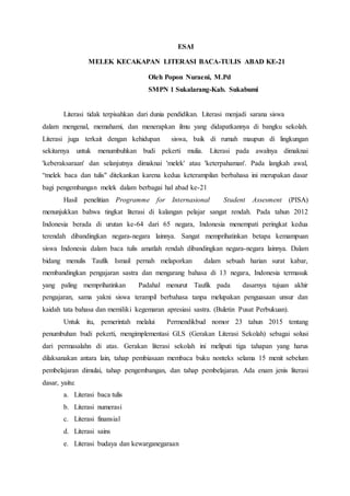 Esai melek literasi | PDF