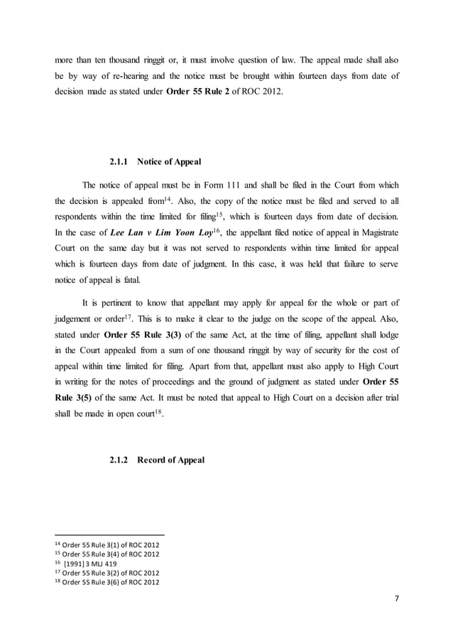 CIVIL PROCEDURE: PROCEDURE OF FILING AN APPEAL FROM SUBORDINATE COURT ...